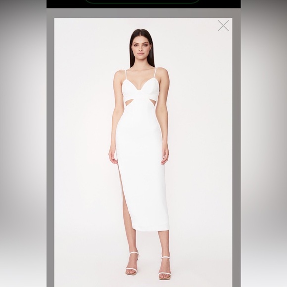 Bardot | Dresses | Bardot Nwot White Cut Out Slit Midi Dress Croc Xs S ...